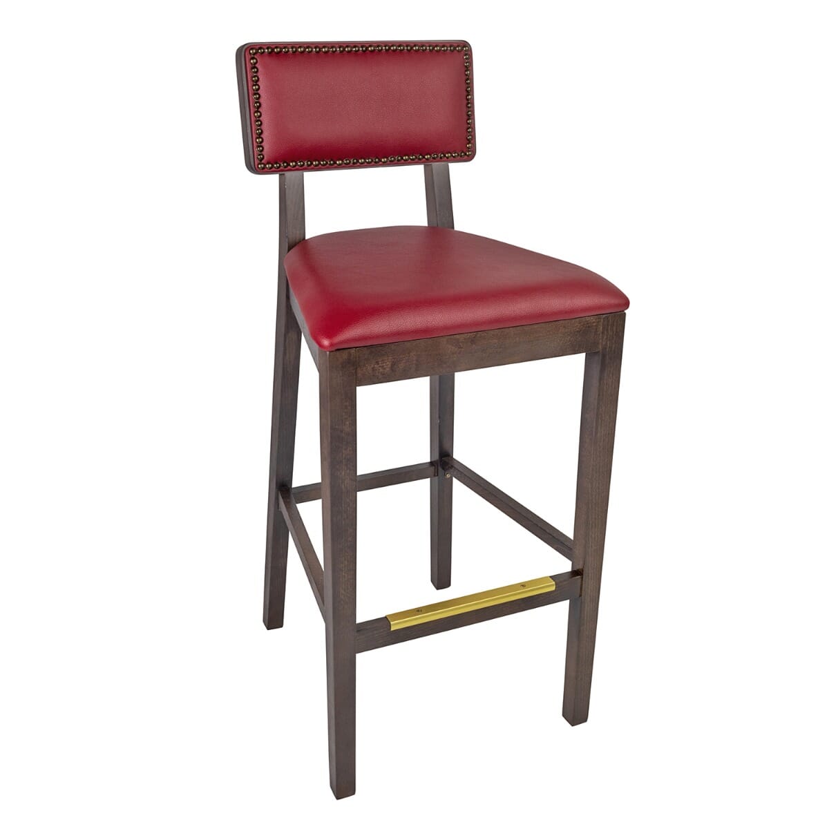 Fully Upholstered Solid Wood Square Back Restaurant Bar Stool With ...
