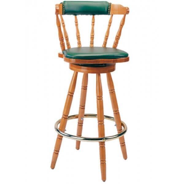 Captain's Mate Swivel Bar Stool with Solid Wood Saddle Seat in Walnut