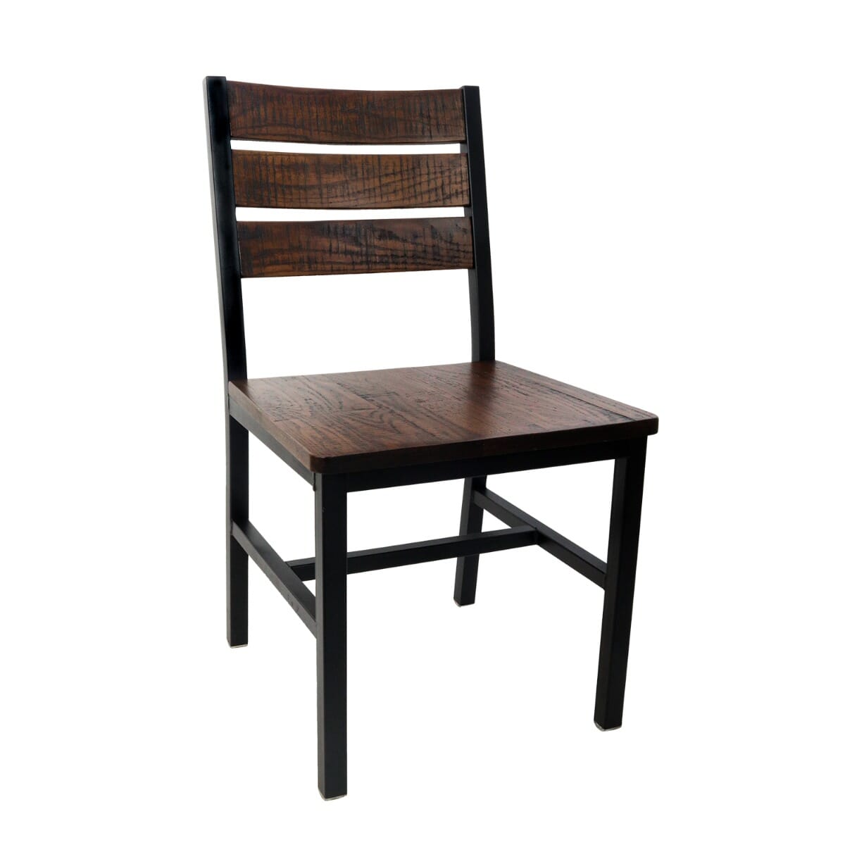 Reclaimed Wood Ladder Back Restaurant Chair in Walnut Wood