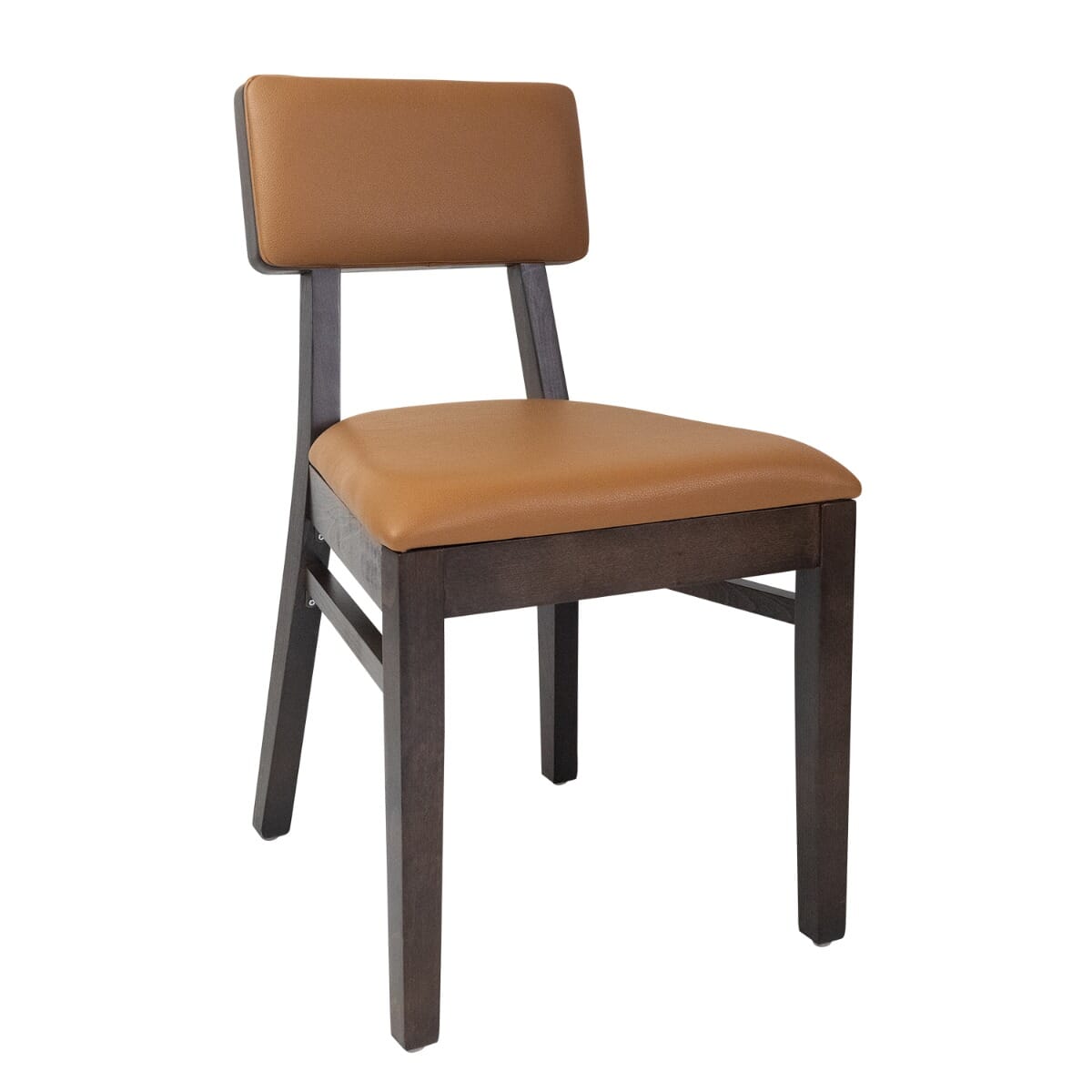Fully Upholstered Solid Wood Square Back Restaurant Chair in Walnut