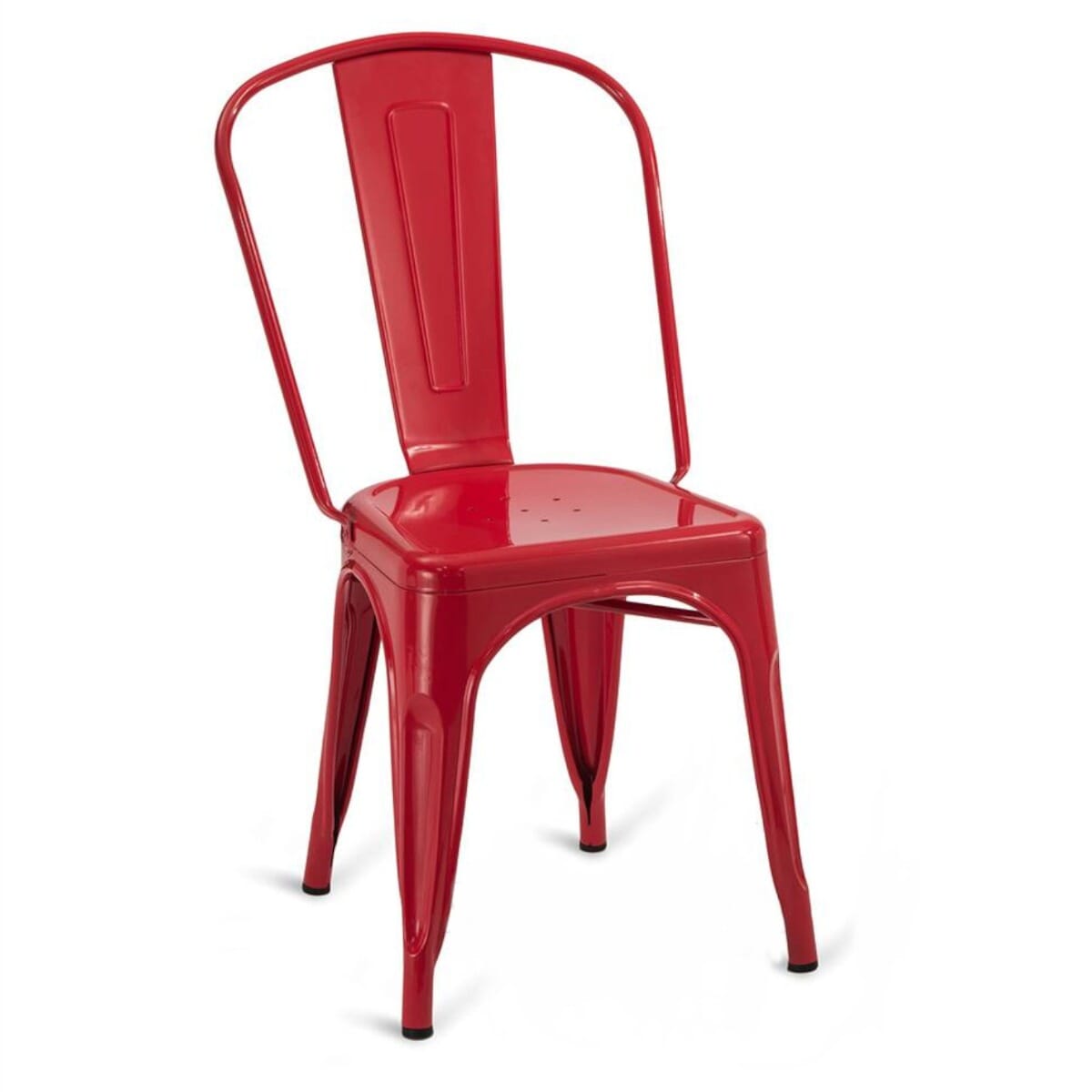 Red Steel Eiffel Stackable Restaurant Chair with Arched Metal Backrest